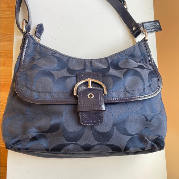 Coach | Bags | Coach Vintage Signature Y2k Navy Blue Soho Hobo Half ...